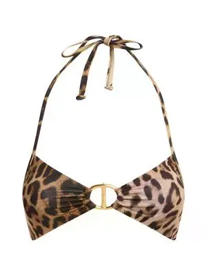 Moschino Leopard-print Ring Detail Bikini Top - Neutrals