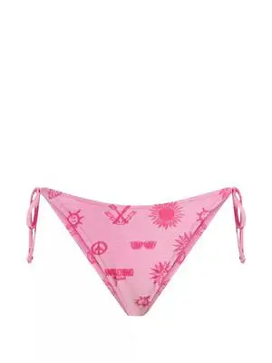 Moschino Graphic-print Side-tie Bikini Bottoms - Pink