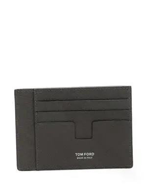 TOM FORD T-line Grained Leather Cardholder - Grey