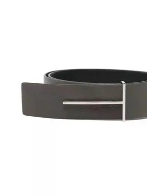 TOM FORD T-logo Pebbled Leather Belt