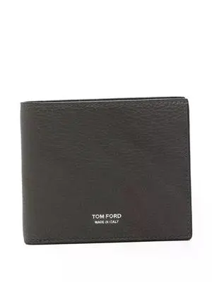 TOM FORD Logo-print Grained Leather Wallet - Grey