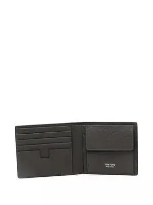 TOM FORD Logo-print Grained Leather Wallet - Grey