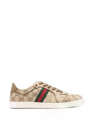 Gucci Gg Supreme Web-stripe Sneakers - Neutrals
