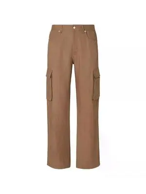 Fendi Embroidered Linen Cargo Trousers - Brown