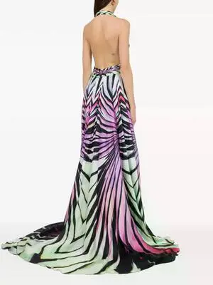 Roberto Cavalli Printed Halterneck Maxi Dress