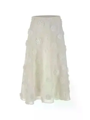 HERSKIND Floral Appliqué Organza Skirt - Neutrals