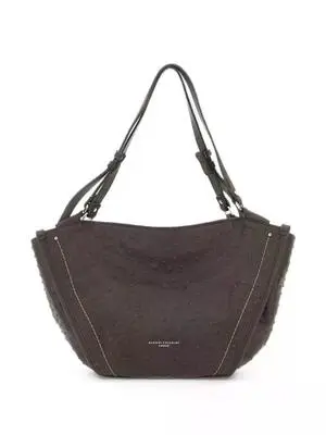 GIANNI CHIARINI Bloom Ostrich-effect Medium Shoulder Bag - Brown