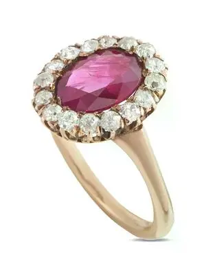 LB EXCLUSIVE 18k Rose Gold Oval Ruby And Diamond Ring