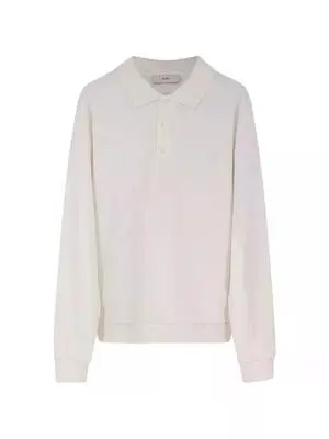 DUNST Logo-patch Long-sleeved Polo Shirt - Neutrals