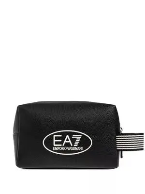 EA7 Logo Print Cosmetic Bag - Black