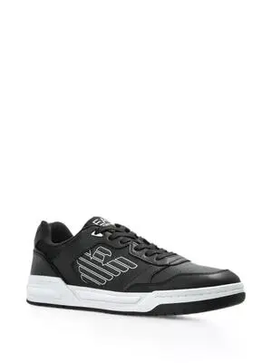EA7 Logo Panel Leather Sneakers