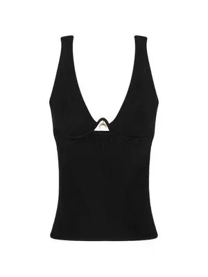 MARINE SERRE Ribbed Knit Moon-pendant Tank Top - Black