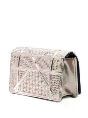 Dior Metallic Patent Microcannage Diorama Wallet On Chain Crossbody Bag