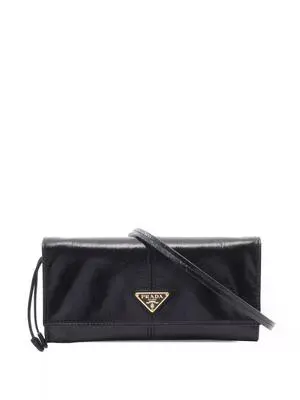 Prada Calfskin Wallet On Strap Crossbody Bag - Black