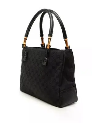 Gucci Gg Canvas Bamboo Tote Bag