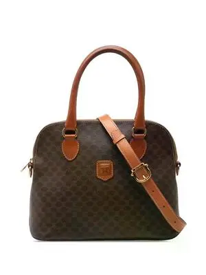 Celine Macadam Coated Canvas Dome Satchel - Brown