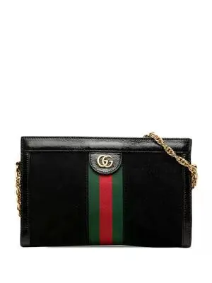 Gucci Small Suede Web Ophidia Chain Crossbody Bag - Black