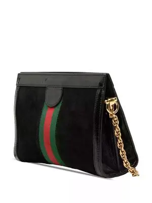 Gucci Small Suede Web Ophidia Chain Crossbody Bag - Black