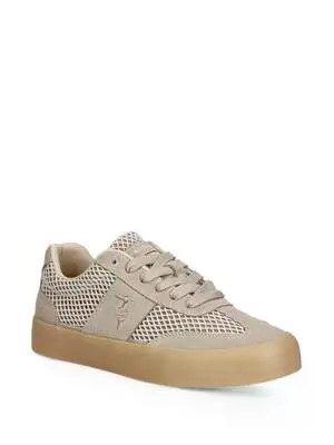 TRUSSARDI Mesh Panelled Suede Sneakers - Neutrals