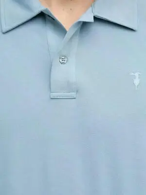 TRUSSARDI Logo-embroidered Short-sleeve Polo Shirt - Blue