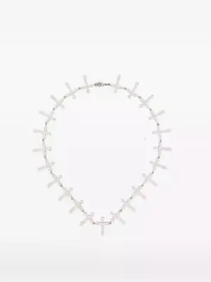 DARKAI Crystal-embellished Cross Tennis Necklace - Silver