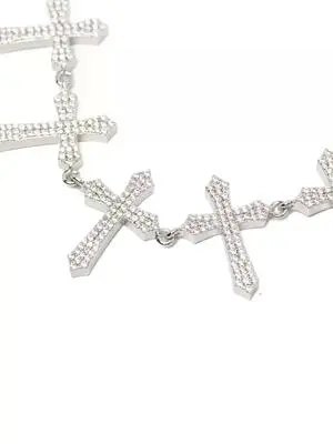 DARKAI Crystal-embellished Cross Tennis Necklace