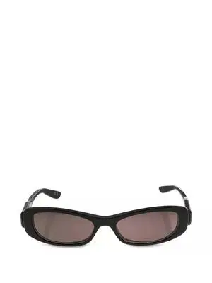 Balenciaga Logo-plaque Rectangle-frame Sunglasses - Black