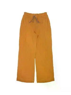 120% Lino Crinkled Effect Drawstring Trousers - Orange