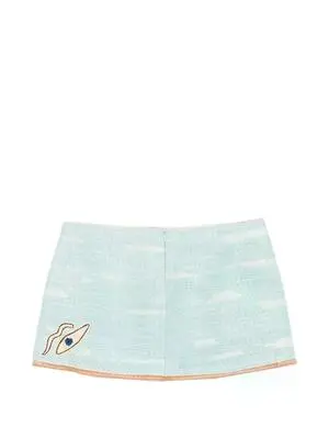 ALEMAIS Raffia-effect Mini Skirt With Embroidered Motifs