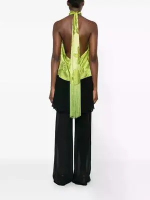 Retrofete Martana Fringed-tie Top - Green