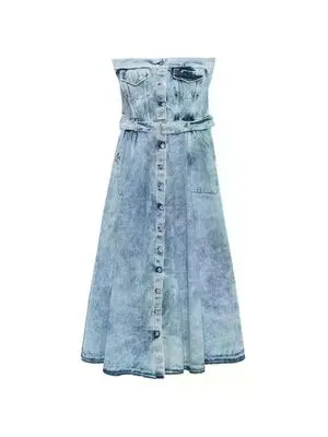 MARQUES' ALMEIDA Belted Strapless Midi Dress - Blue