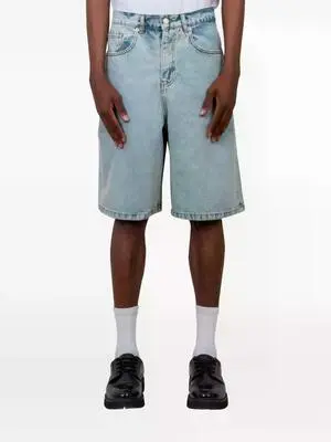 PATTA Embroidered Logo Denim Shorts - Blue