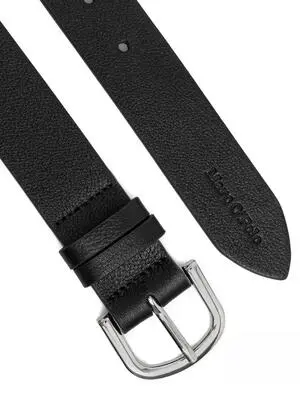 Marc O'polo Grainy Leather Belt With Silver-tone Buckle - Black