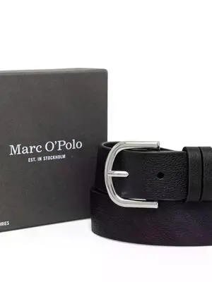 Marc O'polo Grainy Leather Belt With Silver-tone Buckle