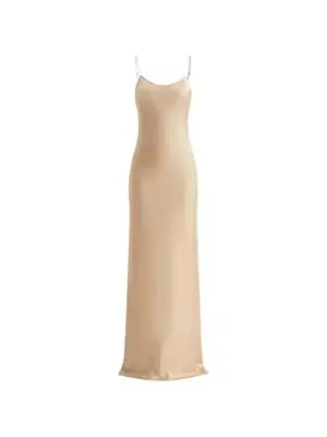 Saint Laurent Scoop Neck Maxi Dress - Neutrals