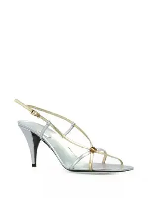 Versace Valentina Metallic Leather Sandals - Silver
