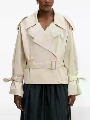 ISABELLE BLANCHE Cropped Trench Coat With Bow Detail Cuffs