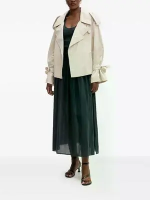 ISABELLE BLANCHE Cropped Trench Coat With Bow Detail Cuffs