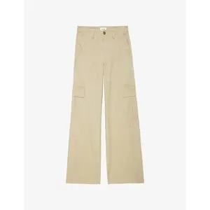 Zadig&Voltaire Flap-pocket Wide-leg Cotton Trousers - Latte