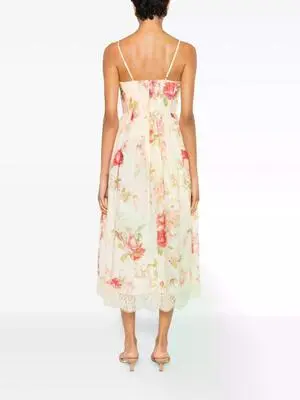 Zimmermann Roselight Picnic Floral-print Linen Midi Dress