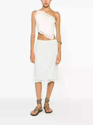 Posse Darya Lace-trimmed Linen Blouse - Neutrals