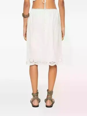 Posse Darya Lace-trim Linen Midi Skirt - Neutrals