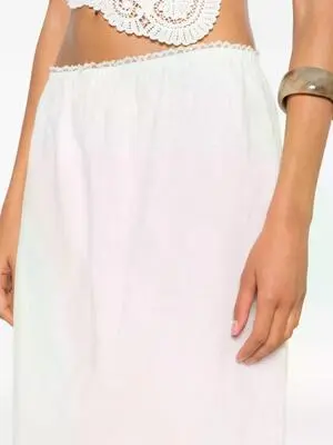 Posse Darya Lace-trim Linen Midi Skirt - Neutrals