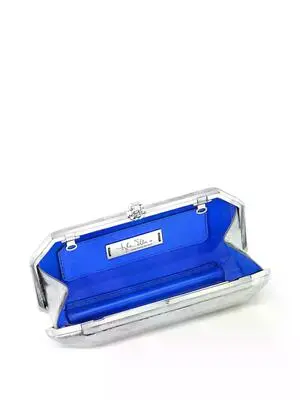 Tyler Ellis Perry Metallic Leather Clutch Bag - Silver