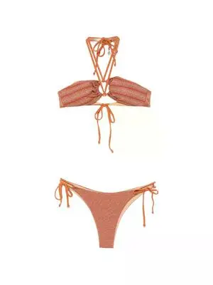 COTAZUR Glitter-effect Halterneck Bikini - Orange