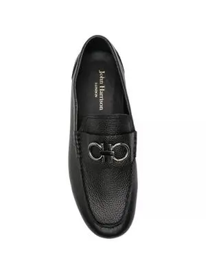 JOHN HARRISON Logo-plaque Pebbled-leather Loafers