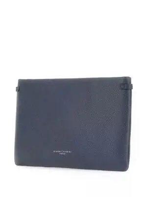 GIANNI CHIARINI Hermy Hammered Leather Clutch Bag - Blue