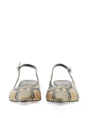 AeydĒ Catrina Snake-print Leather Slingback Pumps - Neutrals