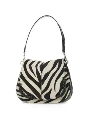 GIANNI CHIARINI Helena Zebra-print Shoulder Bag - Black