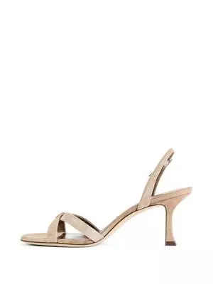 JIMMY CHOO Elsy Shimmer-suede Slingback Sandals - Neutrals